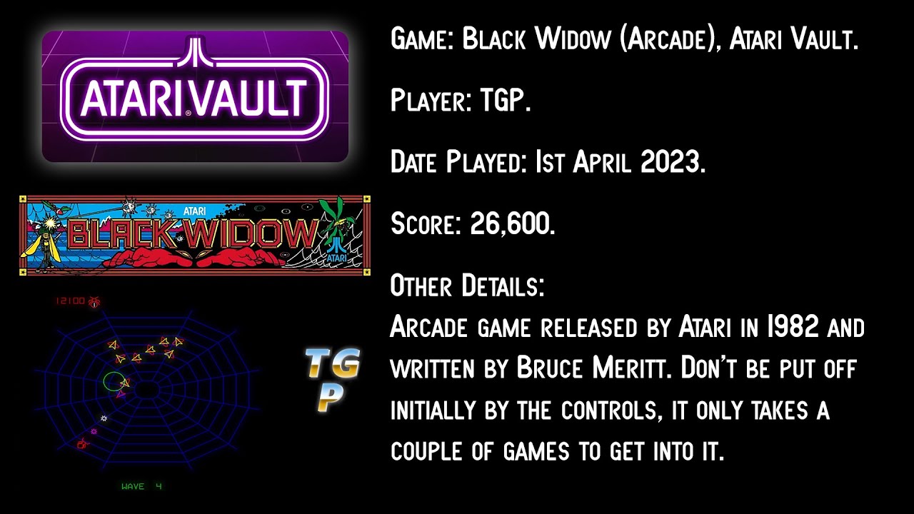 Black Widow - Atari Vault - PC - Arcade Machine, 26,600 points. - YouTube