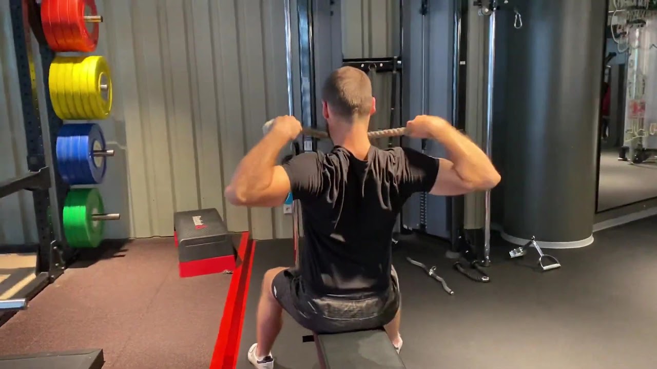 Rope row to neck, pronated grip - YouTube