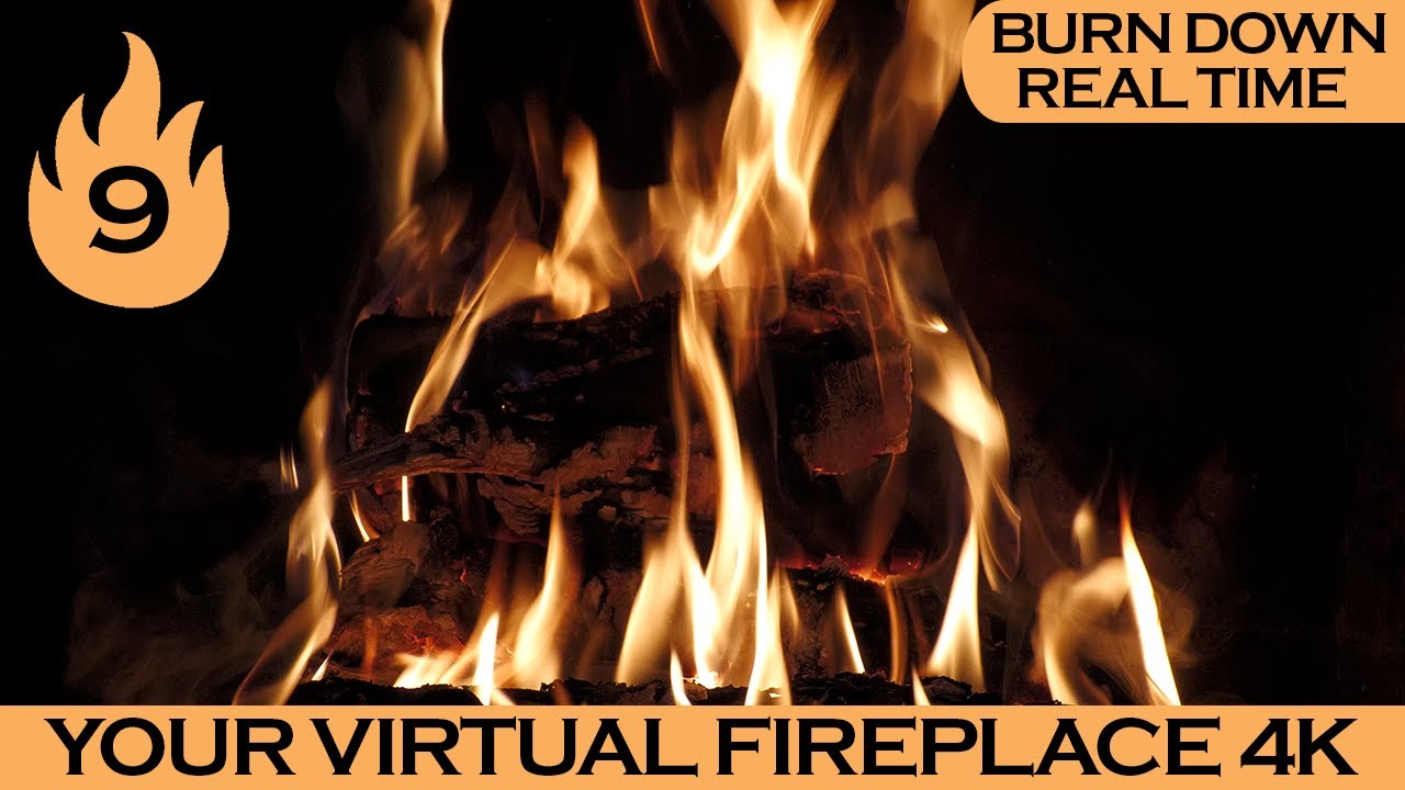 Burn Down in Real Time #9 Wood Logs Burning with Crackling Fire Sounds ...