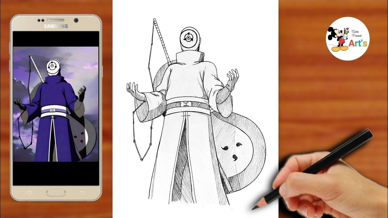 How To Draw Obito Uchiha Full Body step by step drawing toturiol - YouTube