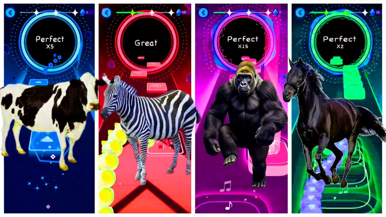 Cow 🦬 🆚 Zebra🦬 🆚 Monkey🦬 🆚 Horse 🐎 |Coffin Dance |Tiles Hop - YouTube