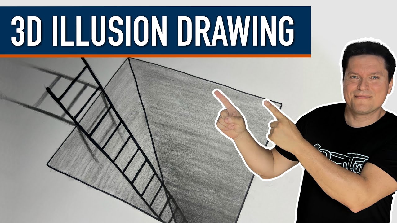 3D Illusion Drawing - Hole in the Ground with Ladder - Complete Drawing ...