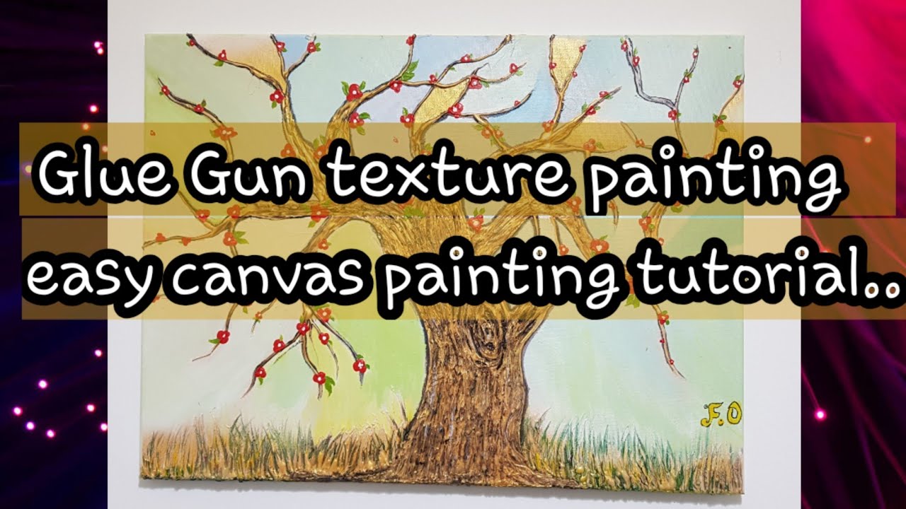 Glue Gun Texture Art|Easy texture painting tutorial|Glue Gun canvas ...