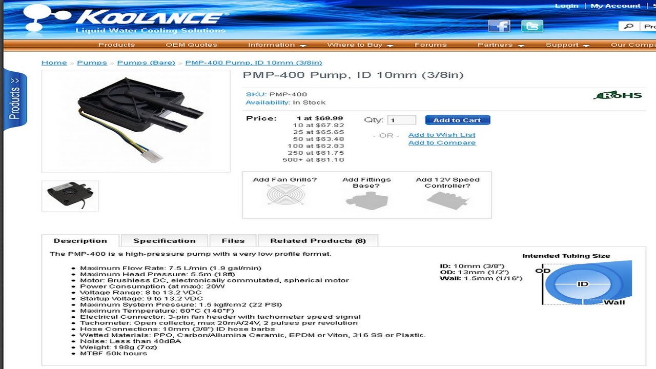 Koolance PMP400 Pumpe & Alphacool Acetal Top - Lautstärke und Durchfluss - YouTube