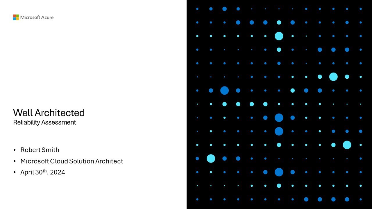 Join us for a discussion on Well Architected Framework WAF Reliability ...