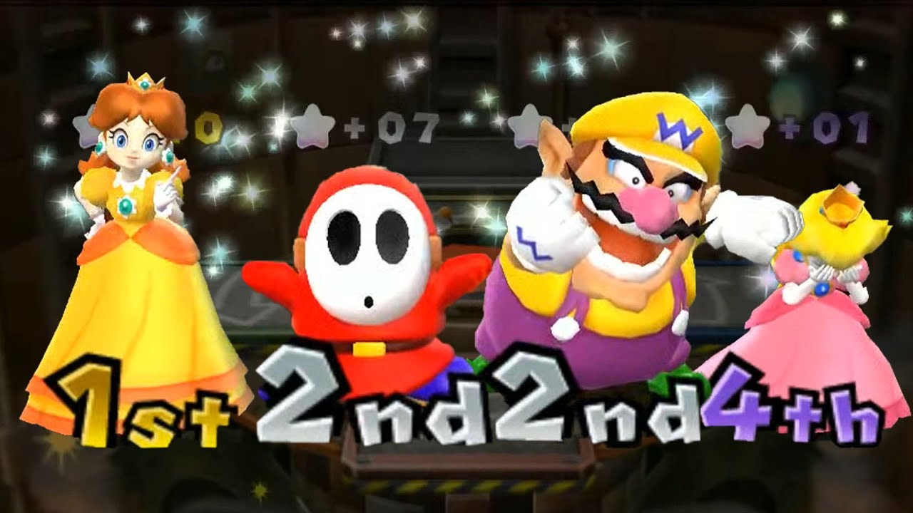 Mario Party 9 Blooper Beach - Daisy Vs Wario Vs Peach Vs Shy Guy - YouTube