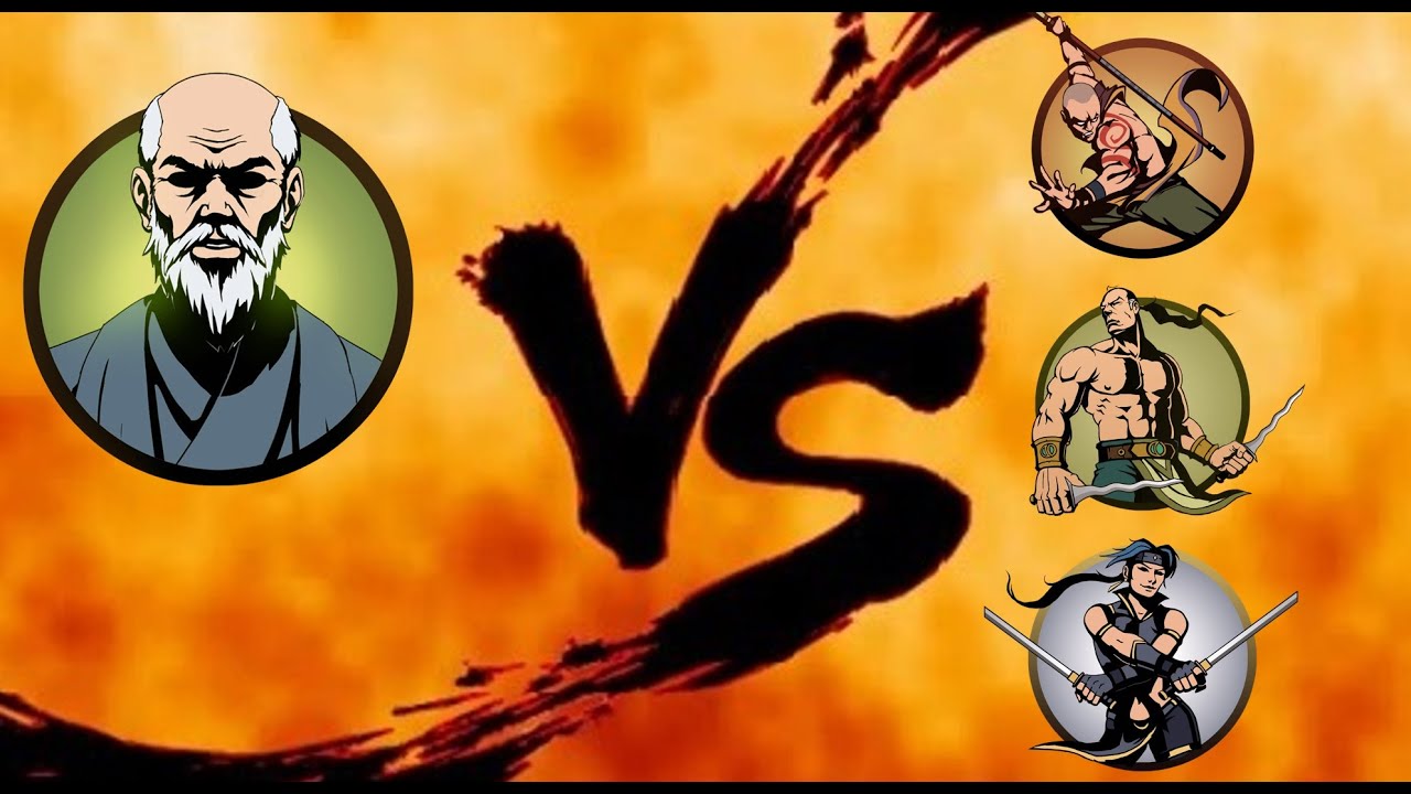 Shadow Fight 2 - Sensei vs 3 Enemies - YouTube