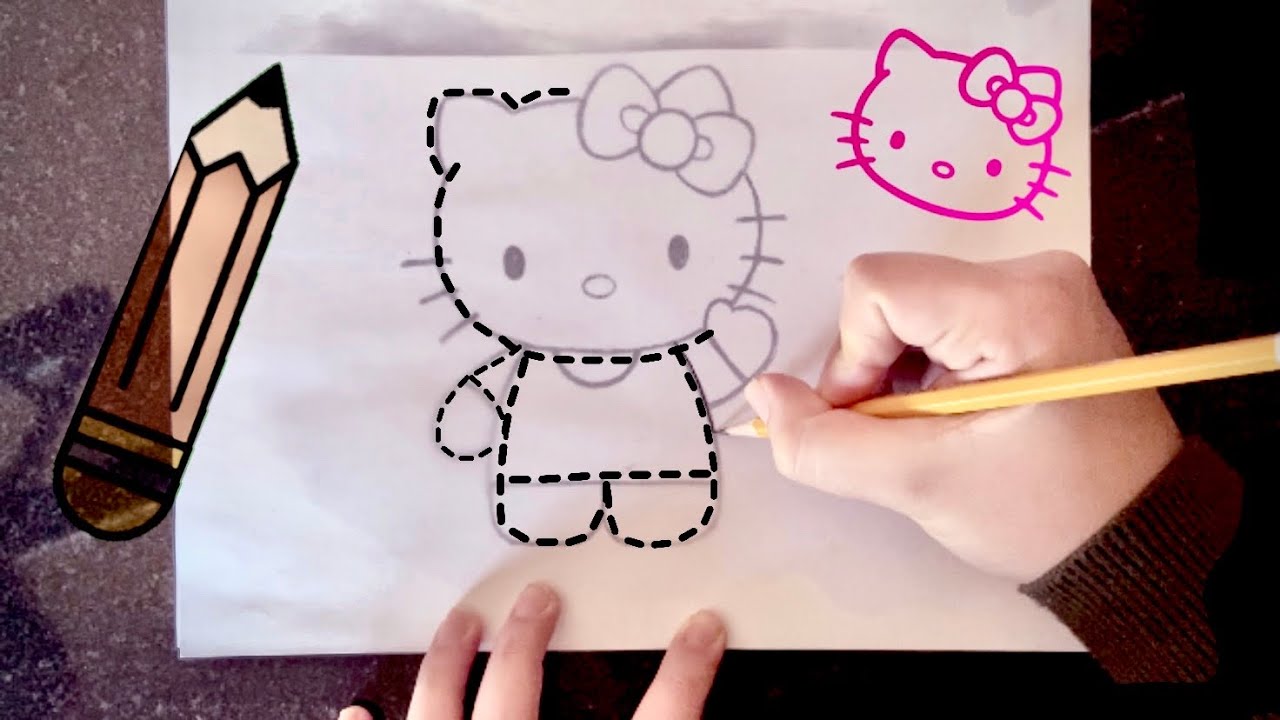 Tracing a Hello Kitty drawing - YouTube