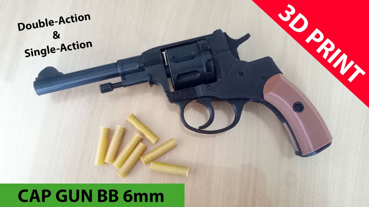 Nagant M1895 Revolver 3D print Cap Gun BB 6mm (Double & Single Action ...