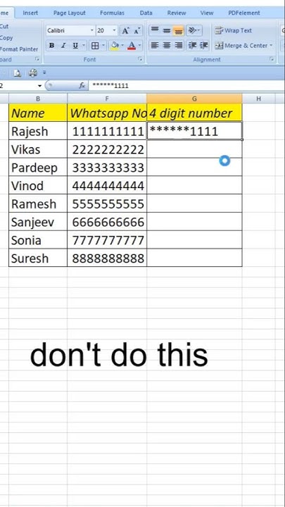 How to Hide Mobile 6 digit number with Star #excelshorts #excel #shorts - YouTube