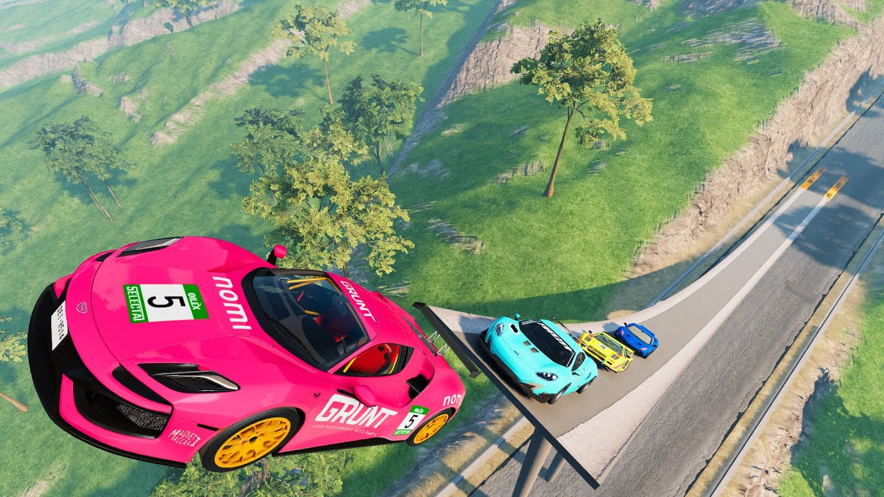 Speed Cars vs Giant Ramp #1 – BeamNG.Drive - YouTube