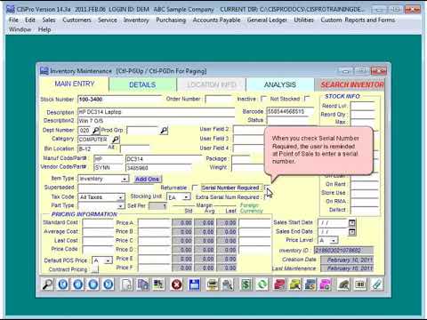 CISPro Systems - Create New Inventory Item - YouTube
