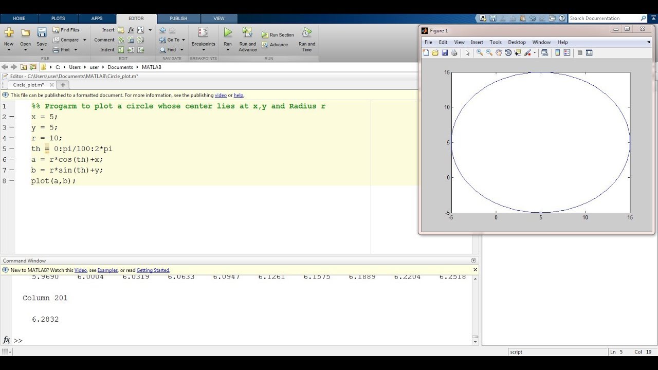 How To Plot Circle In Matlab YouTube