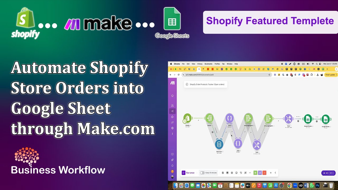 Automate Shopify Store Orders into Google Sheet through Make.com - YouTube