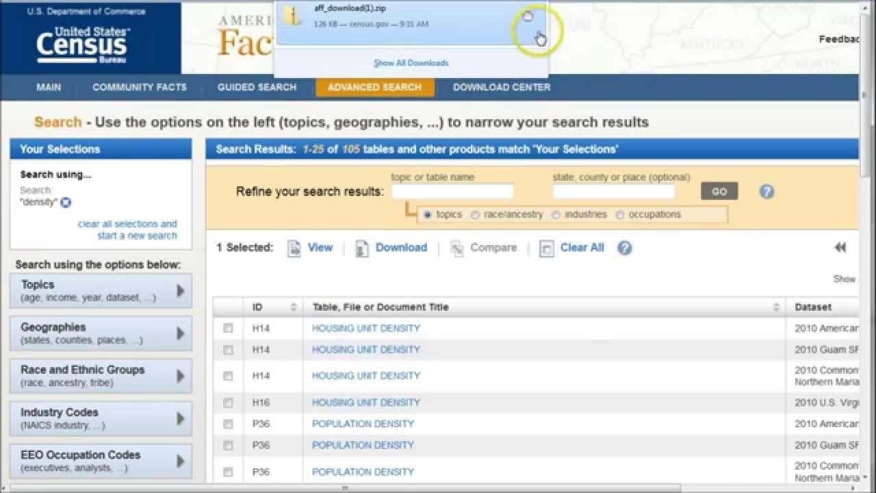 How to Find Population Density by County using Census Data in the ...