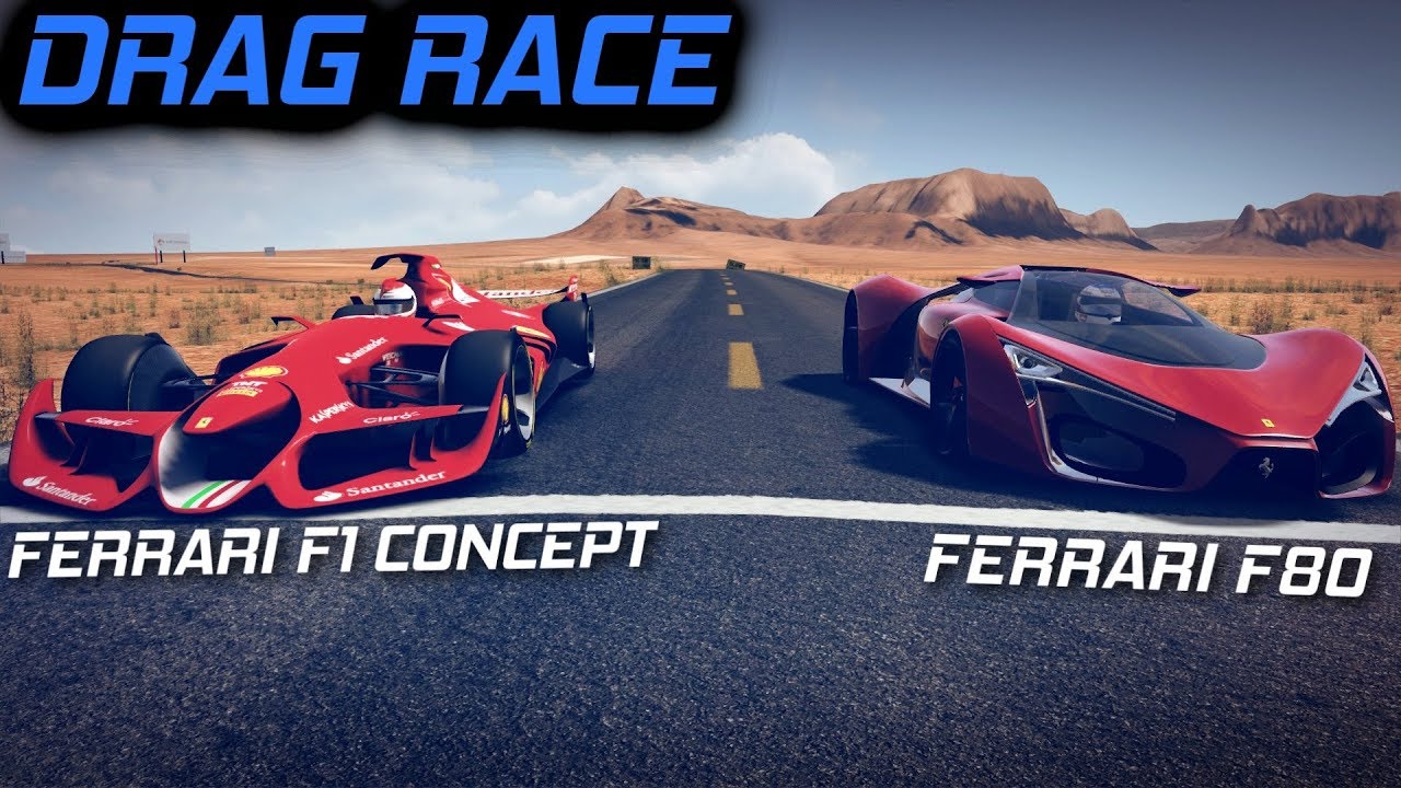 FERRARI F1 CONCEPT VS FERRARI F80 DRAG RACE (x2 RACES) | ASSETTO CORSA ...