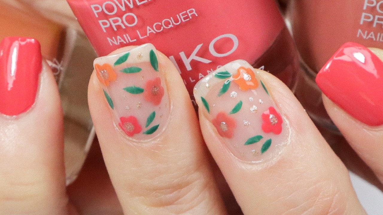 Cute Negative Space Flowers Nail Art | Autumn Nail Art for Beginners ...