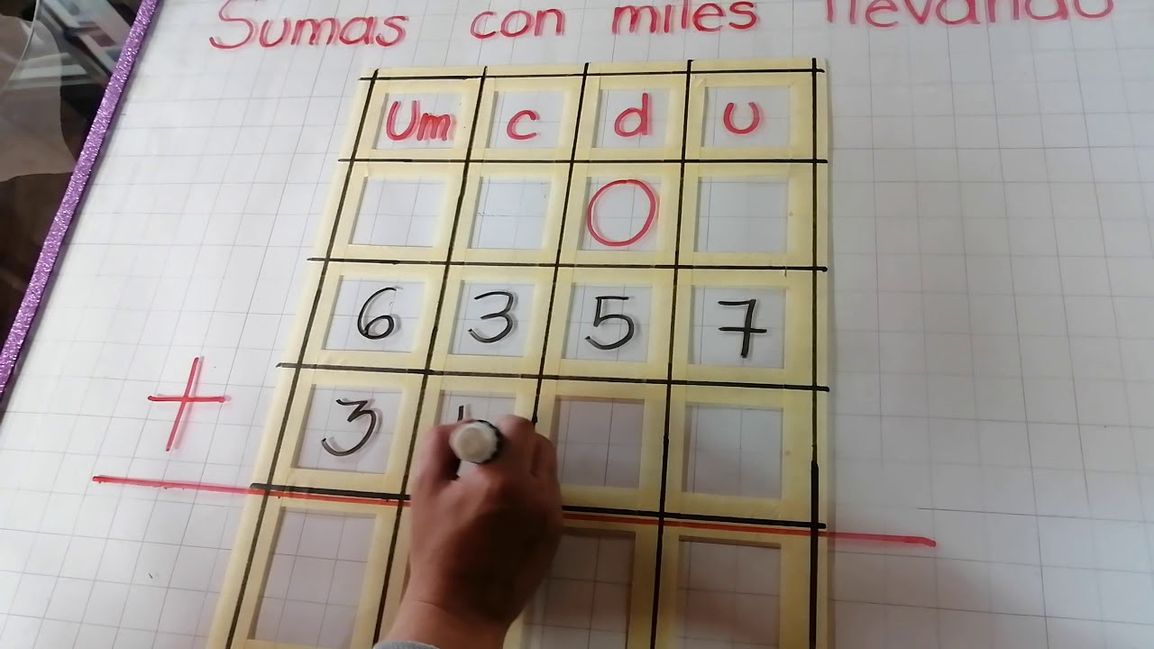 Matemáticas Sumas con miles llevando - YouTube
