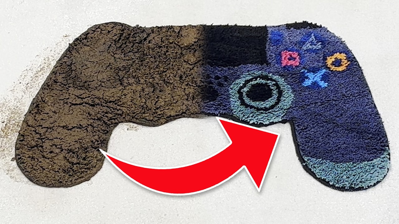 Dirty Playstation Rug Carpet Cleaning Sped Up! - YouTube