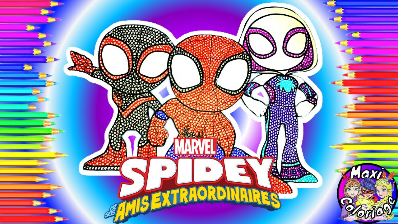 TUTO Comment Colorier et dessiner SPIDEY, SPIN, GHOST SPIDER de MARVEL ...