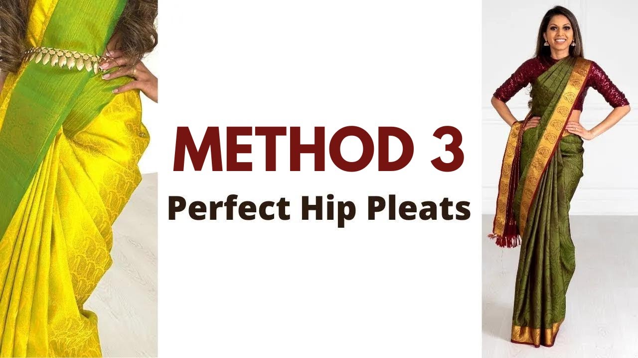 How to PERFECT HIP PLEATS | lakshmi saree draping | saree pleating and ...