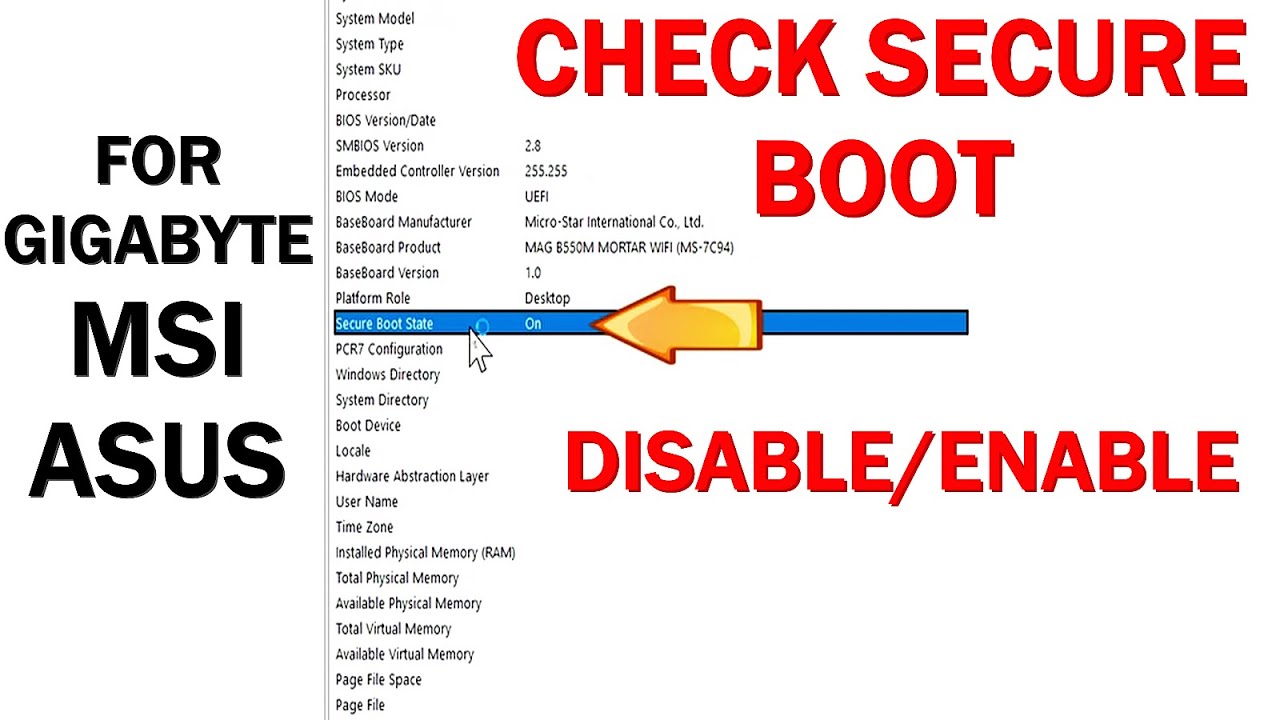 HOW TO CHECK SECURE BOOT IF ENABLED OR DISABLED IN WINDOWS AND HOW TO ...