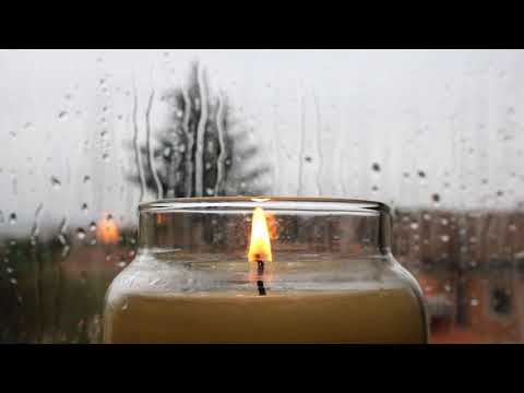 2 Minute Short Relaxing Piano Music | Burning Candle by Window | Raining Outside