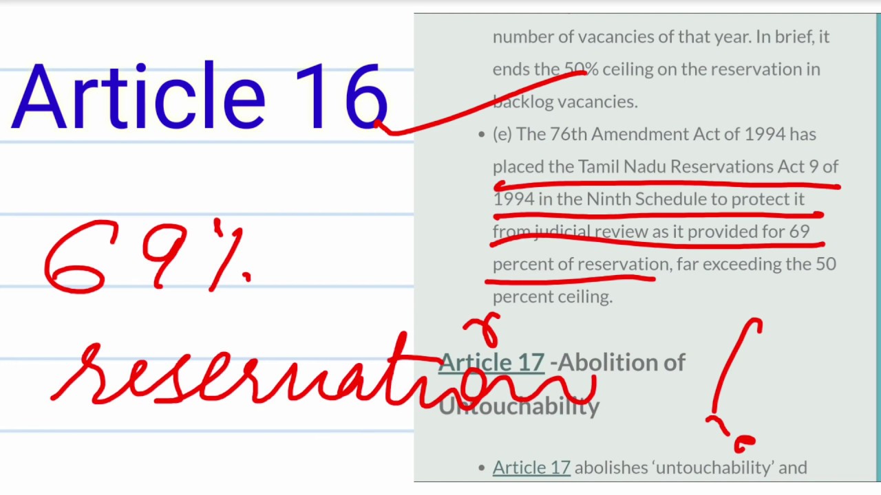 Article 16– Kalekar Commission - Mandal Commission Indira Swany Case ...