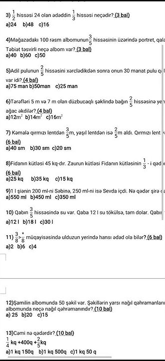 4 sinif riyaziyyat ksq 3 - YouTube