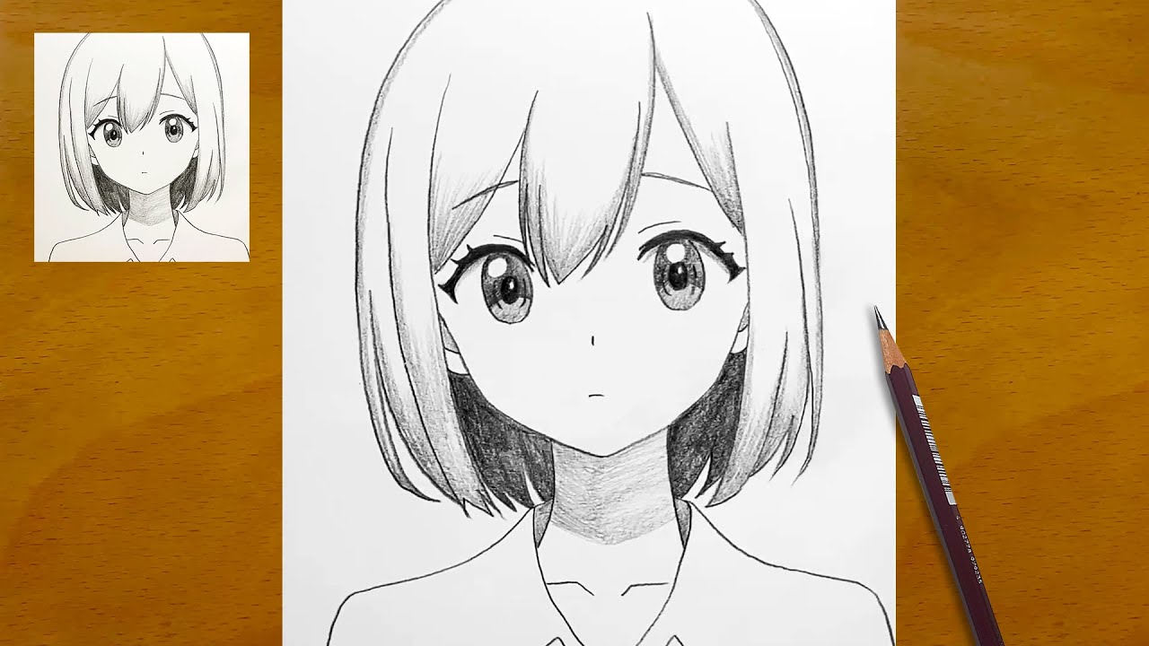 How to Draw a Cute Anime Girl Face || Anime Sketch in Pencil || Drawing ...