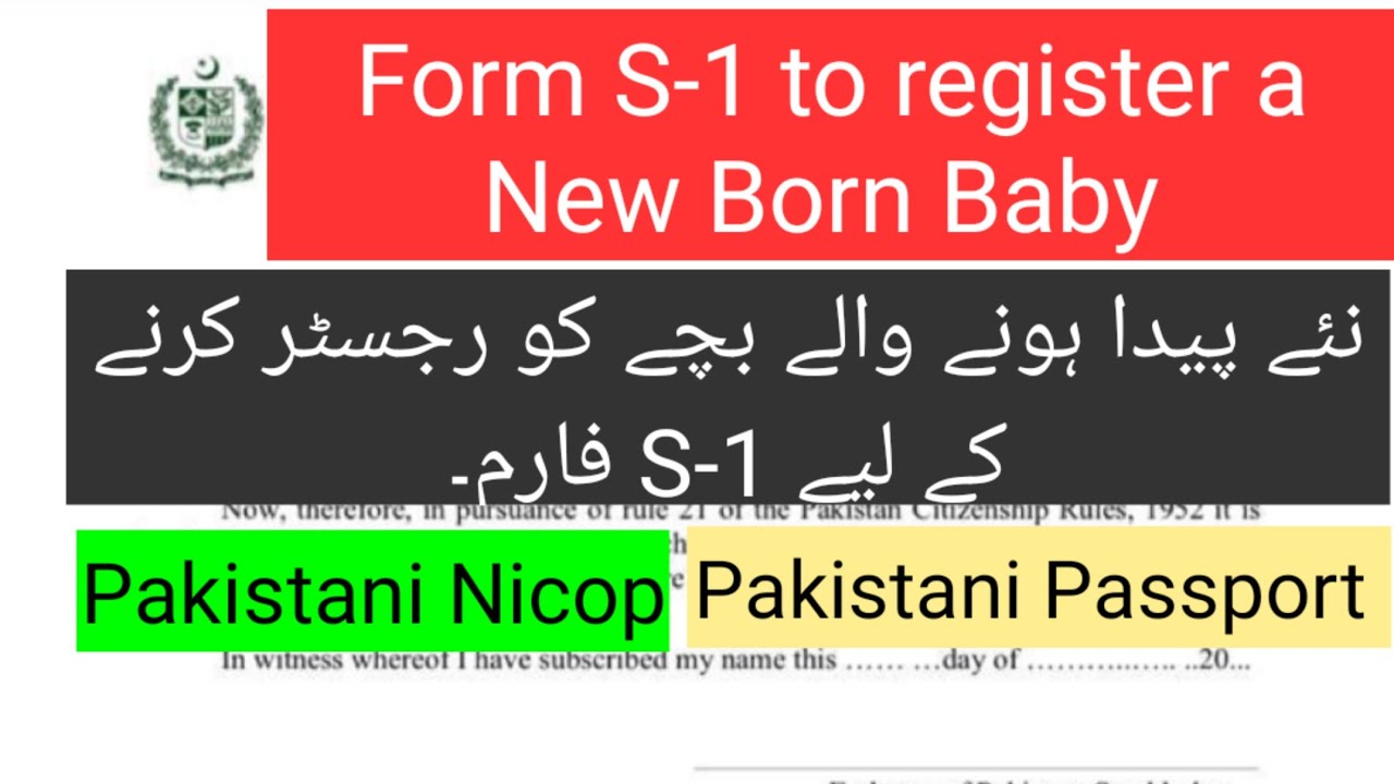Overseas NewBorn baby Registration Form S-1 new born baby | Pakistani ...