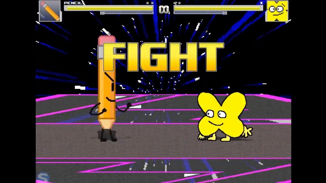 M.U.G.E.N: Pencil (BFDI) VS. X (BFB) #bfdi #mugen - YouTube