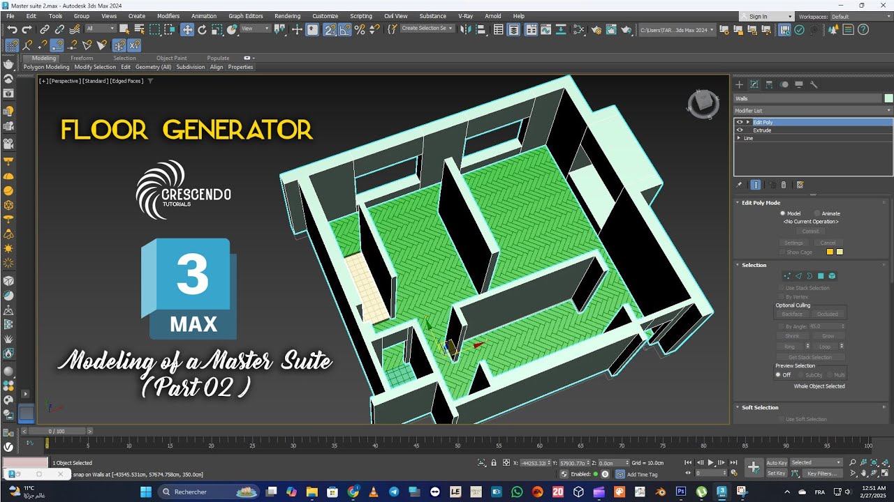 Modeling of a Master suite Part 02 Floor Generator using 3DS MAX l ...