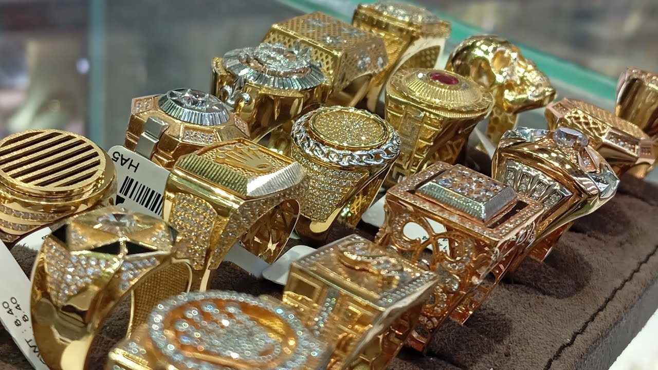 men's gold ring collection - YouTube