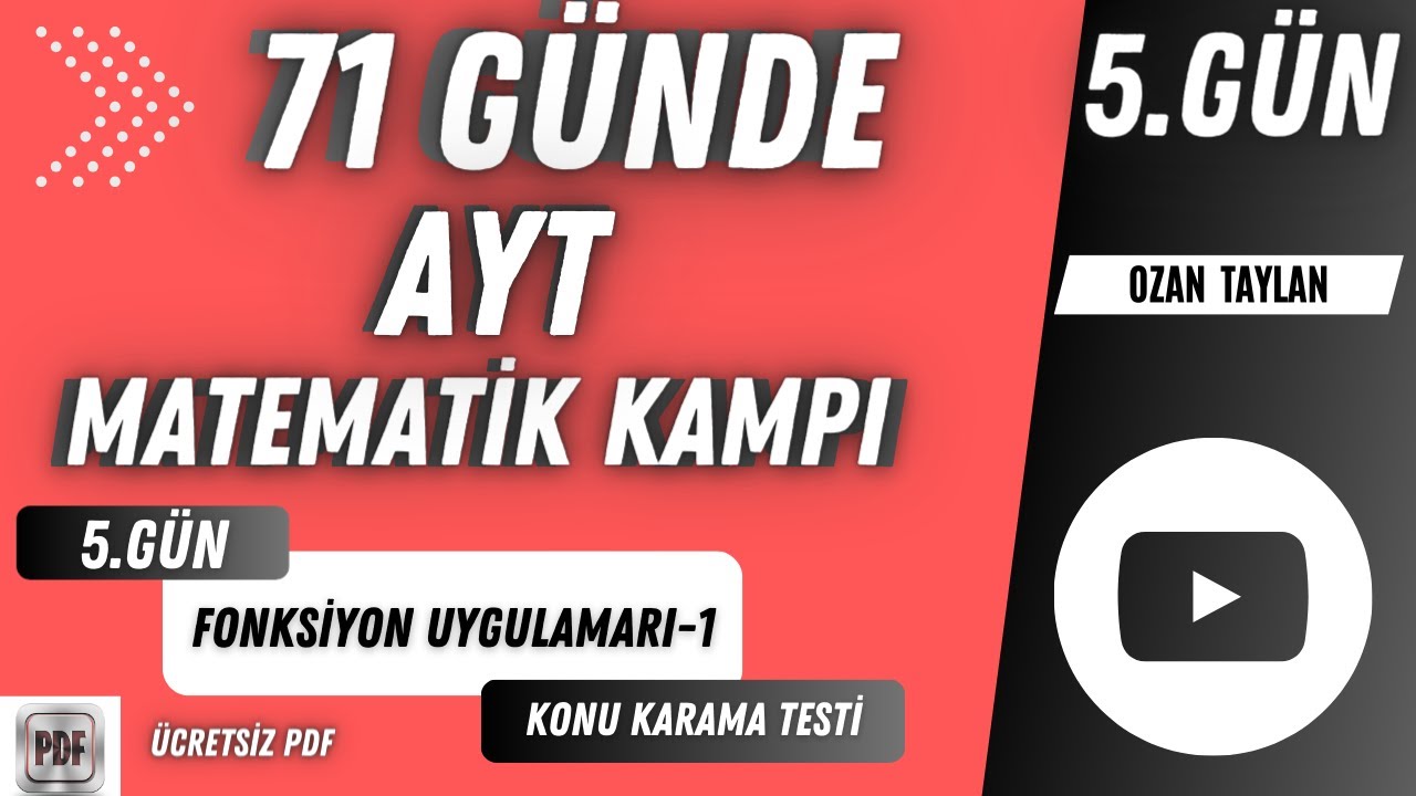 FONKSİYON UYGULAMARI-1 I71 GÜNDE AYT MATEMATİK KAMPII 5.GÜN I KONU ...