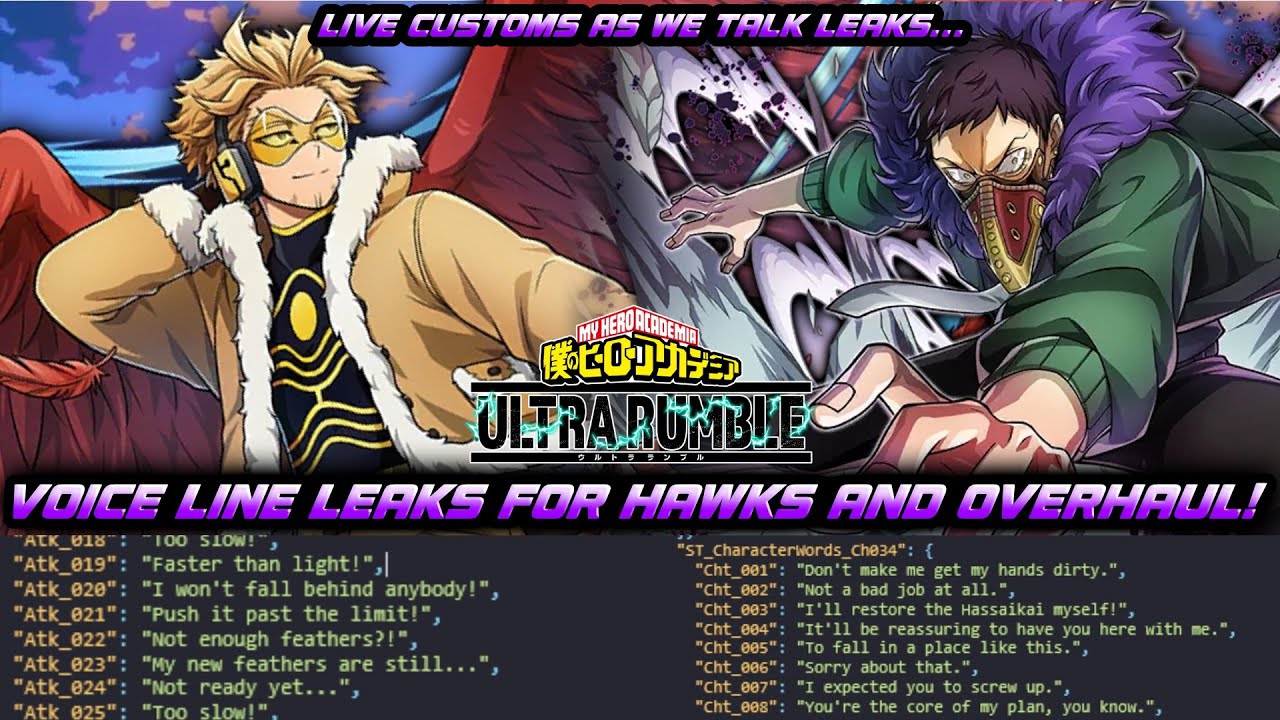 HAWKS AND OVERHAUL VOICE LINES LEAKED! MY HERO ULTRA RUMBLE CUSTOMS ...