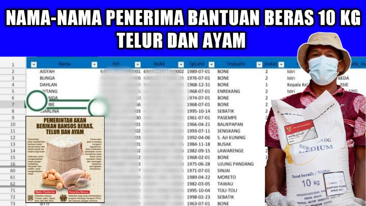 CARA CEK NAMA PENERIMA BANTUAN BERAS 10 KG TELUR DAN AYAM | BANTUAN ...