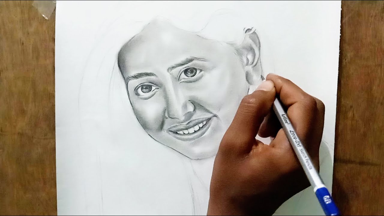 Pencil portrait sketch || Pencil portrait drawing on paper || First ...