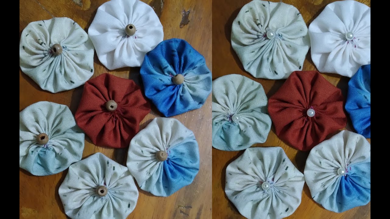 Fabric Yo-Yo Flowers / Suffolk Puff Flowers Sewing Fabric Yo-Yos and ...