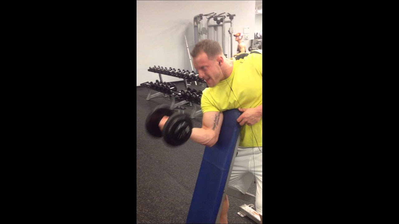Single arm spider curls. Great for building a bicep peak. - YouTube