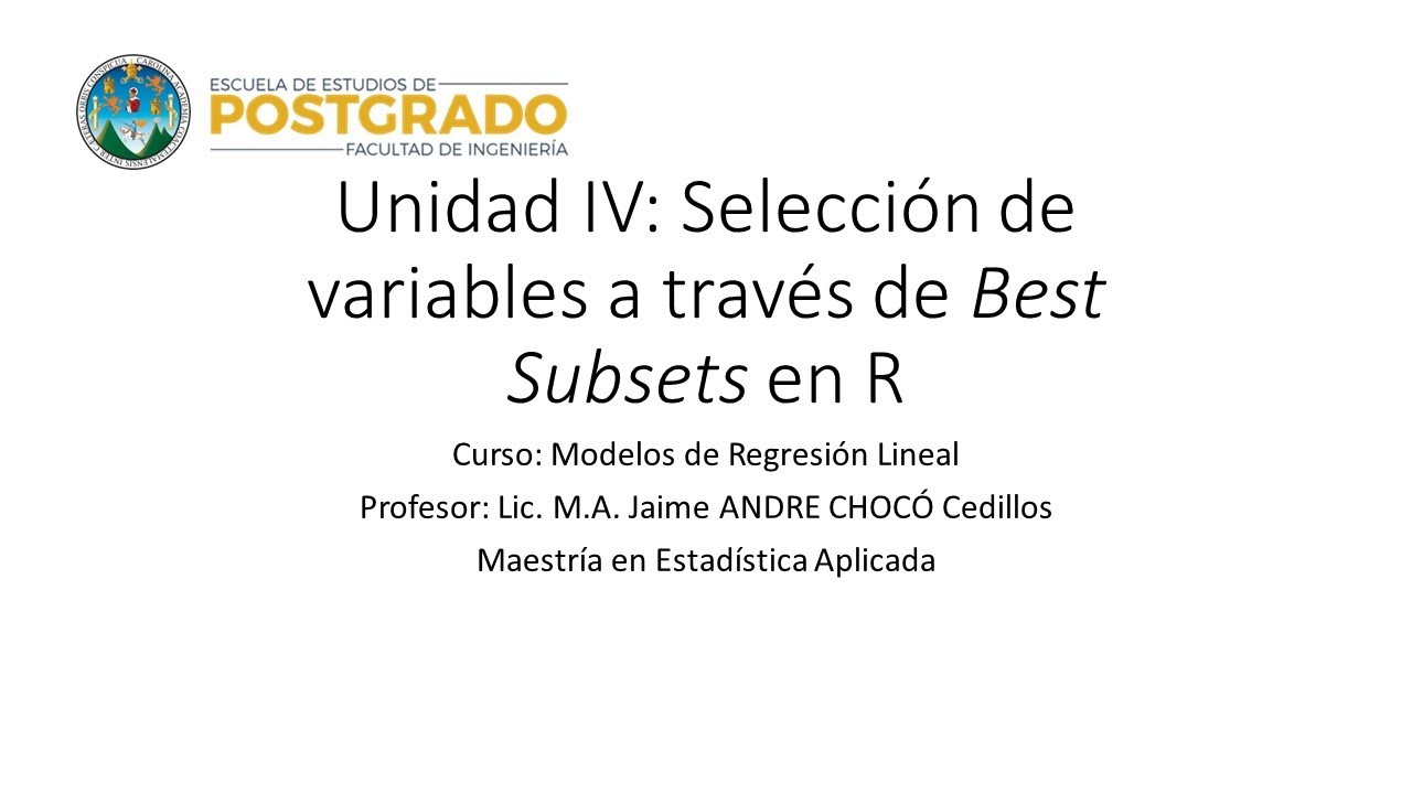 Unidad IV - Selección de Variables a través de Best Subsets en R - YouTube