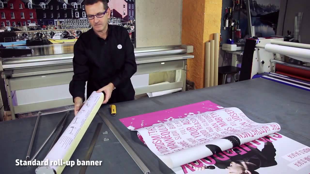 HP Designjet Z series - How to print and assemble a roll-up banner ...