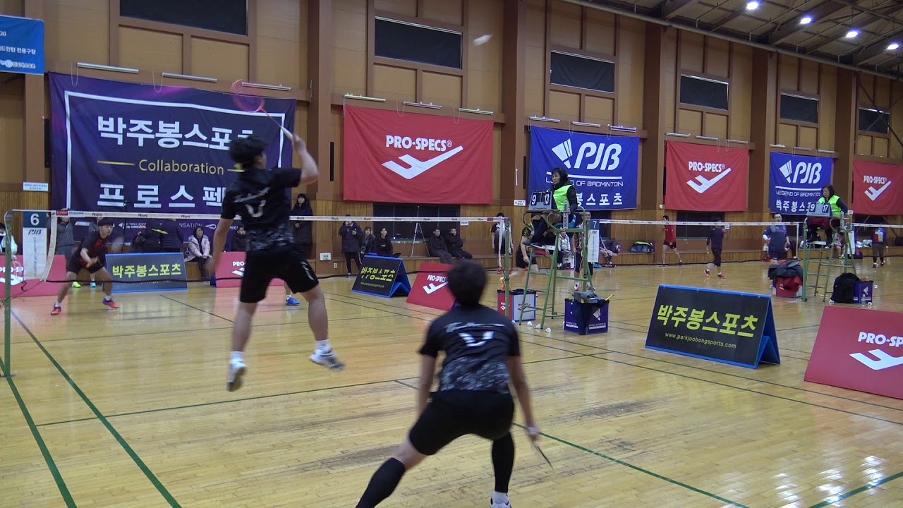 2018 PJB 배드민턴 슈퍼리그 파이널 남복준자강 결승 홍승인/유하늘 vs 김영진/김연준 - YouTube