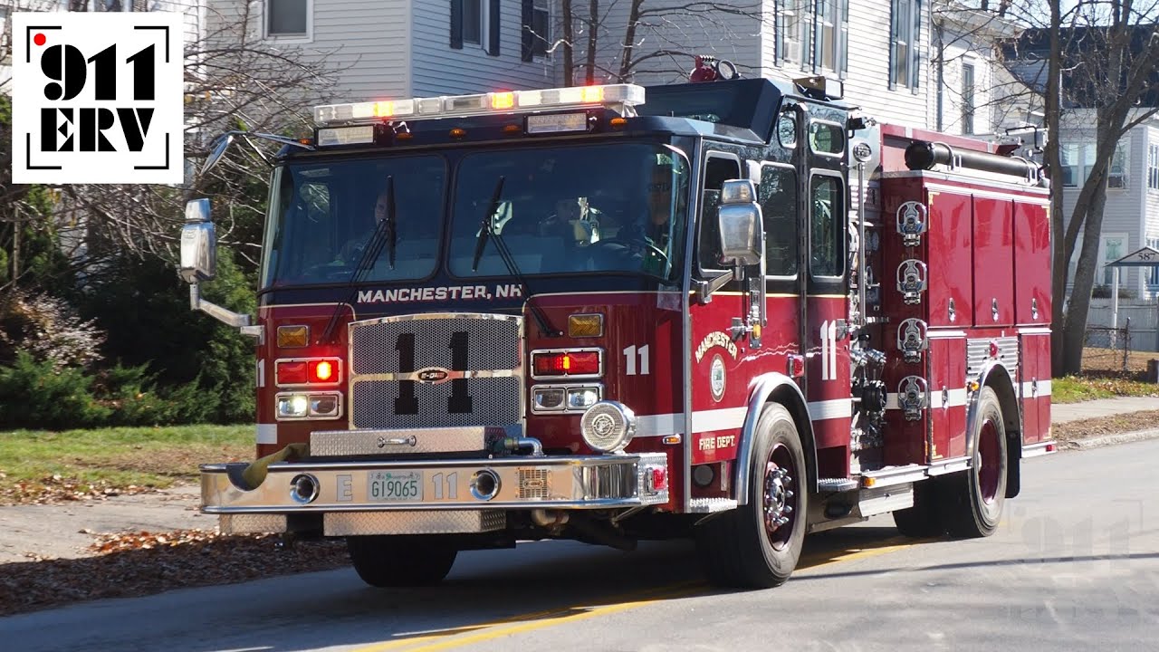 Manchester Fire Trucks Responding | Engine 11 and Truck 1 - YouTube
