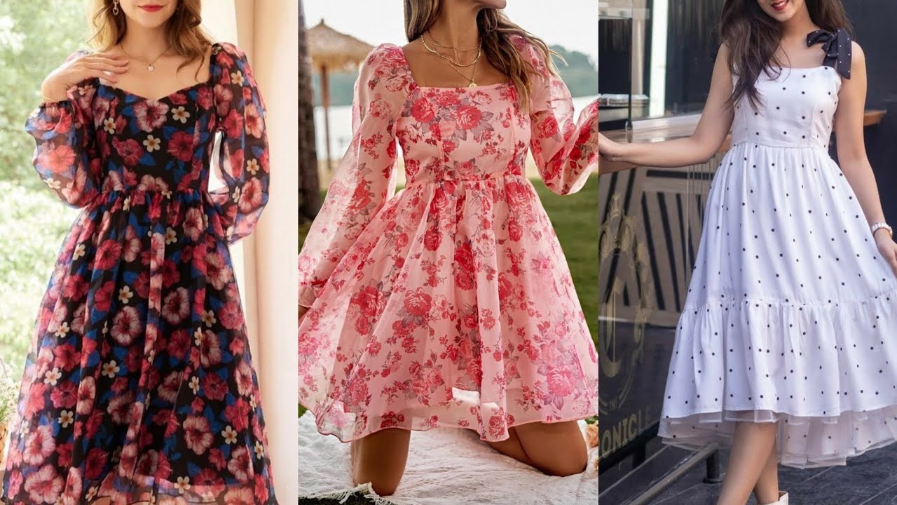 floral printed frock | types of different colour frock - YouTube