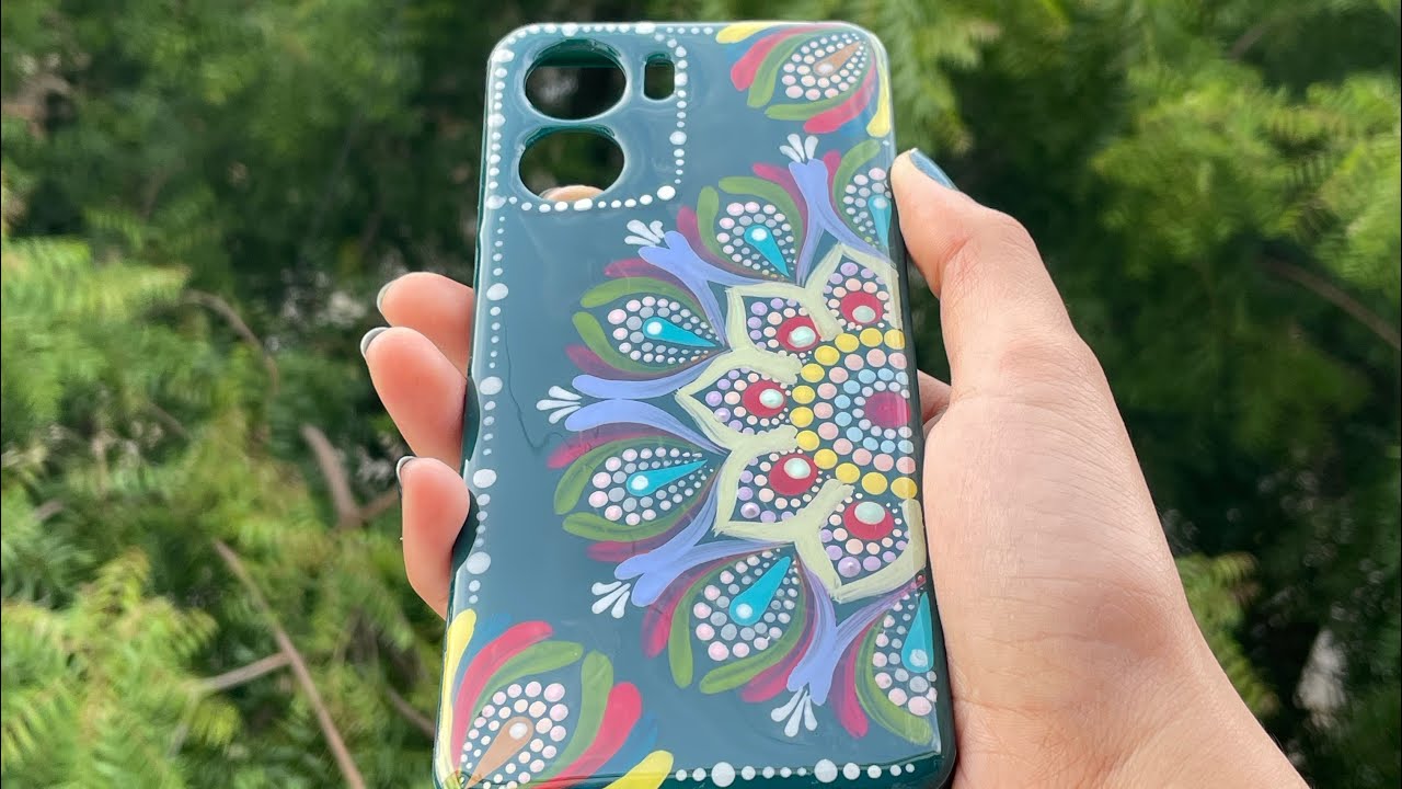 Multicoloured green mandala mobile cover |step by step|full tutorial ...