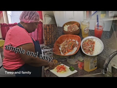 Debbie Quick and easy pot cabbage with corn beef N white rice + 🍍 drink ...