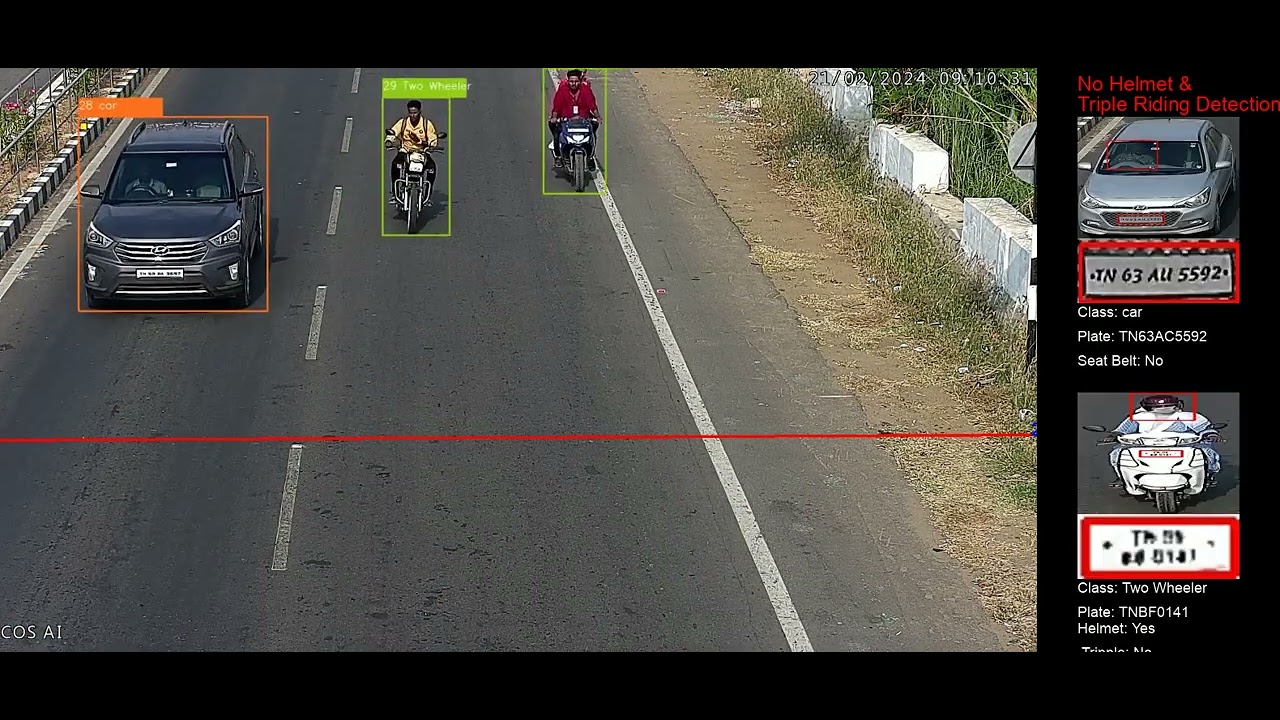 No Helmet with Triple Riding Detection / Seatbelt - YouTube