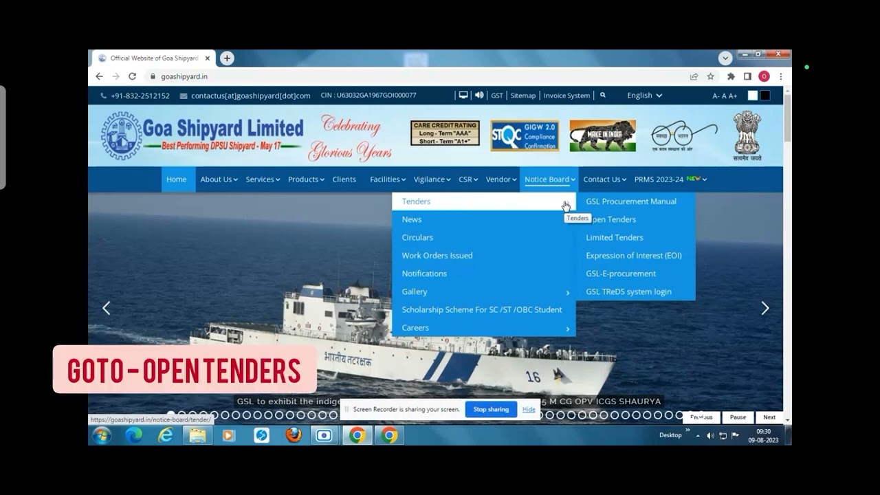 Goa shipyard limited tenders - YouTube