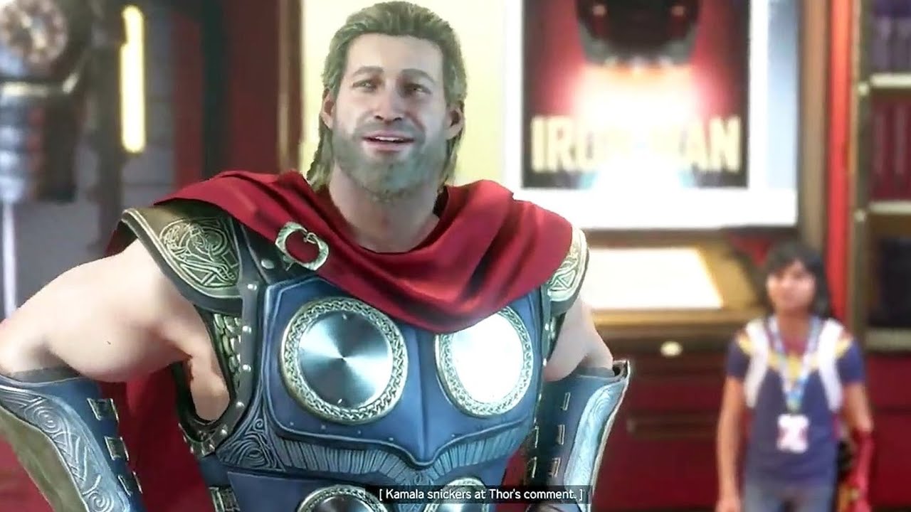 MARVEL'S AVENGERS - Kamala Meets Thor and Captain America Scene - YouTube